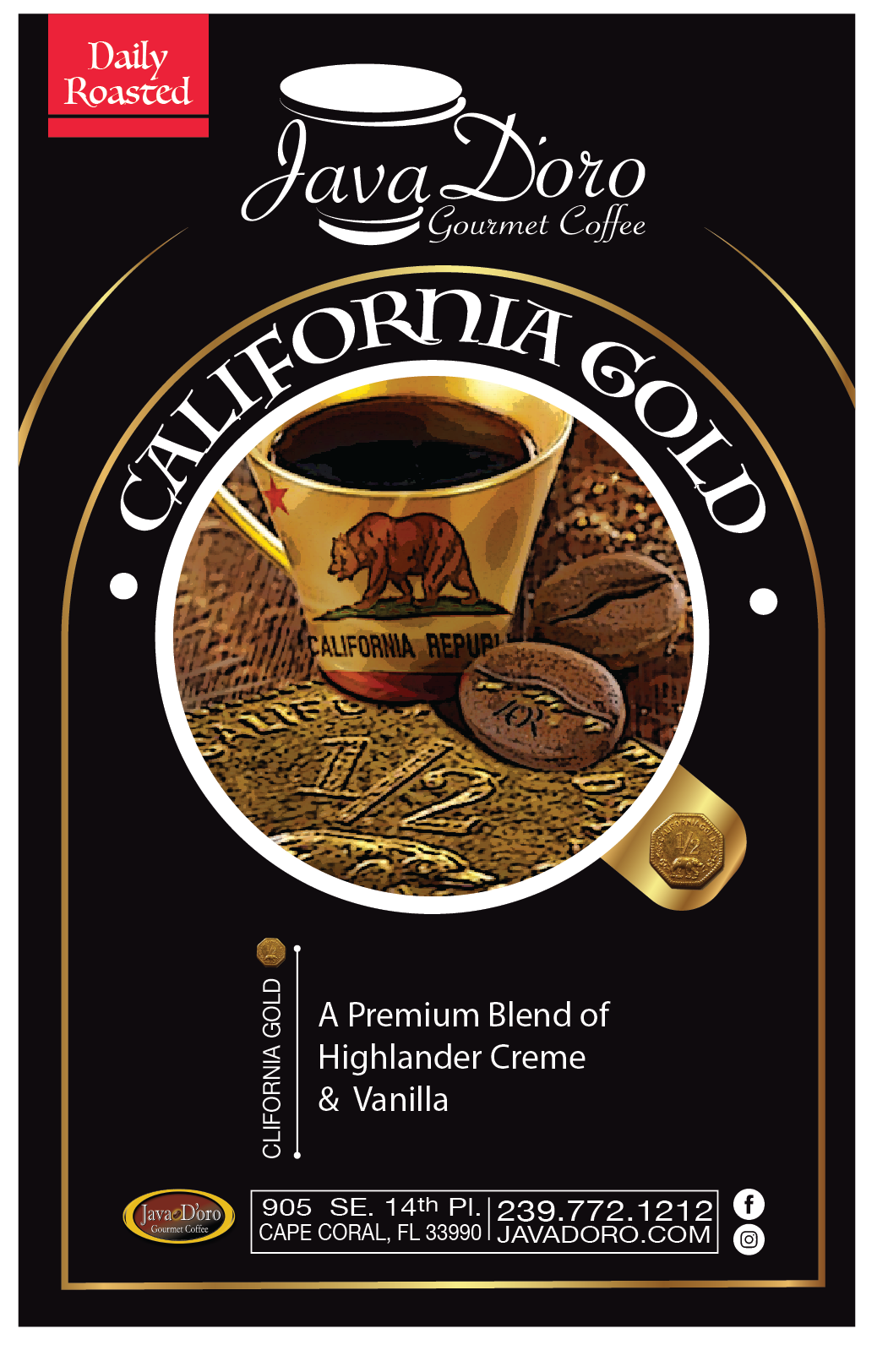 California Gold Flavored Coffee | Java D'oro Gourmet Coffee Roasters