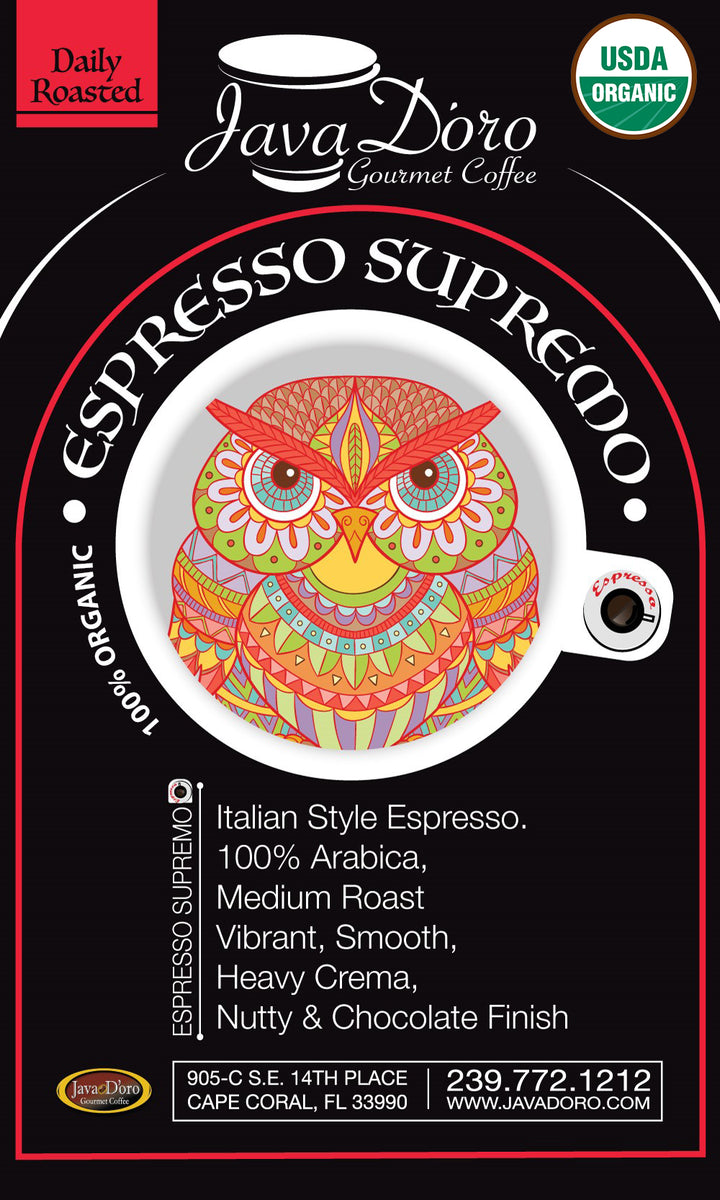 100% Organic Espresso Supremo | Java D'oro Gourmet Coffee Roasters